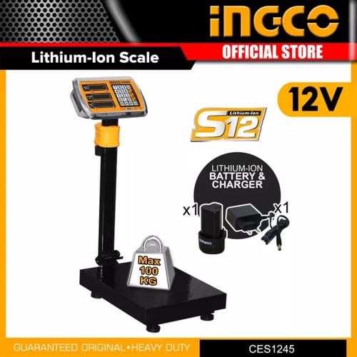 Ingco Lithium-Ion Cordless Battery Operated Weighing Scale 12V 100KG ...