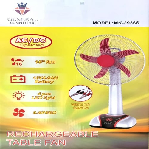 General Compo Cool Rechargeable Table Fan 16'' MK-2936S-1 - buy General ...