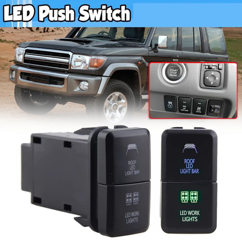 Blue/Green LED Light Push Switch Button For Toyota Prado Hilux Land ...