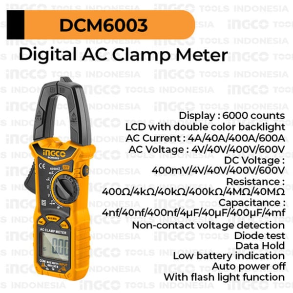 Ingco Digital AC Clamp Meter Tester DCM6003 - buy Ingco Digital AC ...